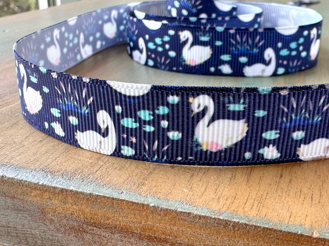 Swan Pond Grosgrain Ribbon 16mm White Swan Princess Fairytale Ribbon ...