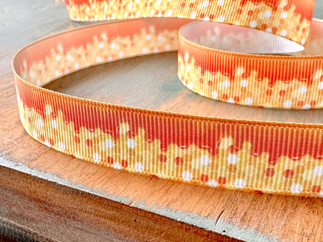 Honey Comb Grosgrain Ribbon 16mm 25mm Yellow Honeycomb Ribbon Bee Save ...
