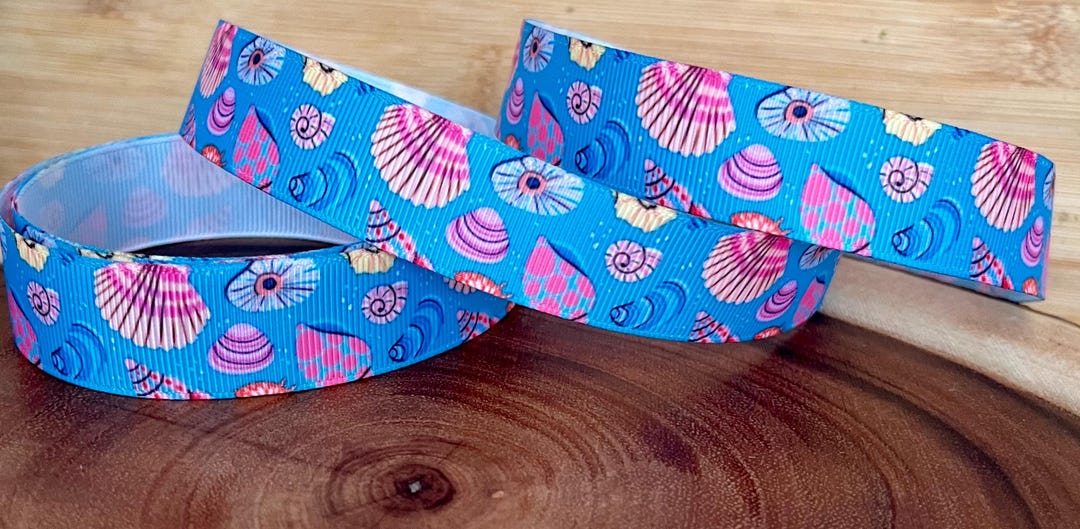 Seashells Grosgrain Ribbon 22mm Ocean Ribbon Conch Starfish Shells ...