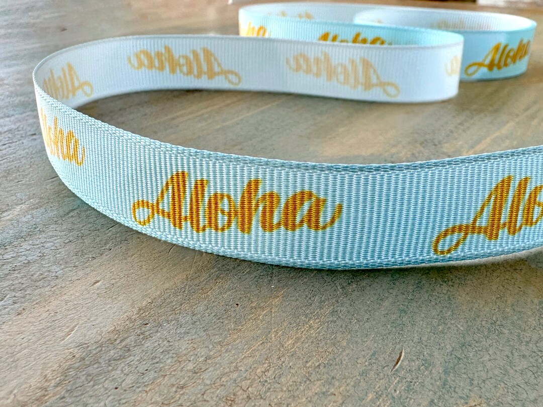 Aloha Grosgrain Ribbon 16mm Hello Blue Ribbon Hawaii Blue and - Etsy