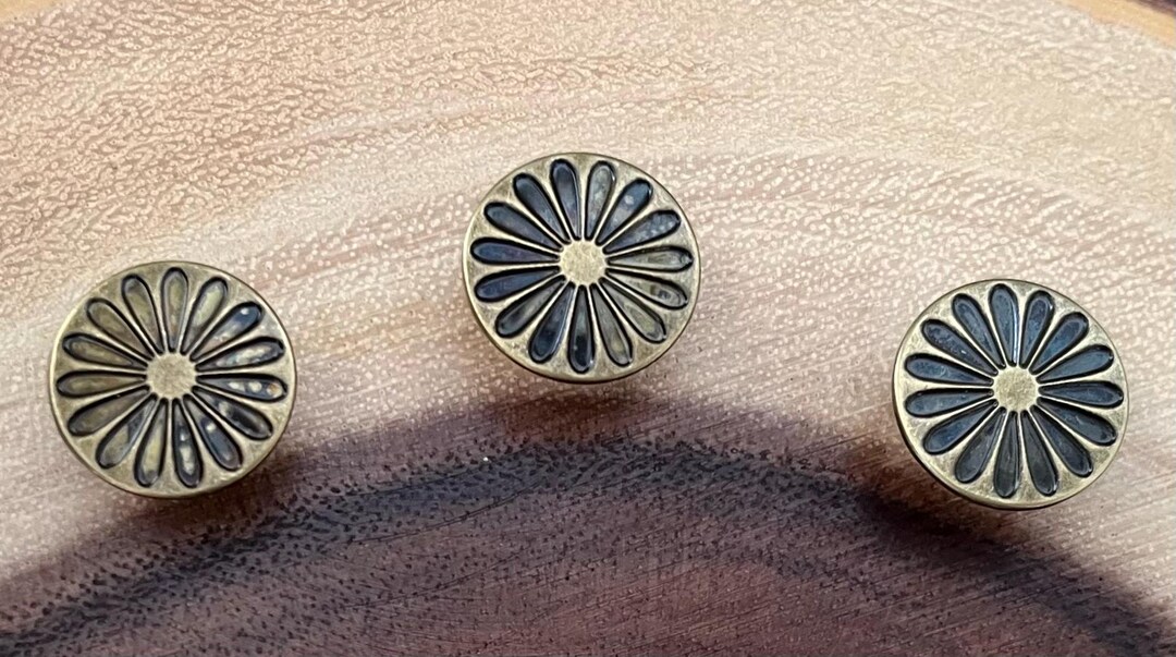 Bronze Aster Floral Metal Rivet Button 17mm (2 Rivets or 6 Rivets Set ...