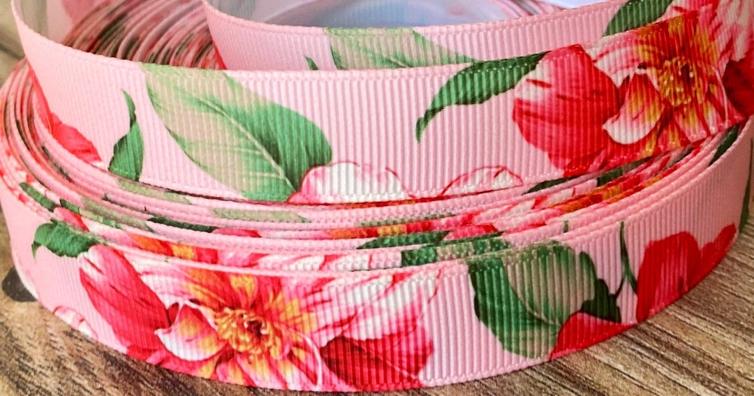 Pretty in Pink Grosgrain Ribbon 16mm 22mm Romantic Pink Ribbon Rose ...