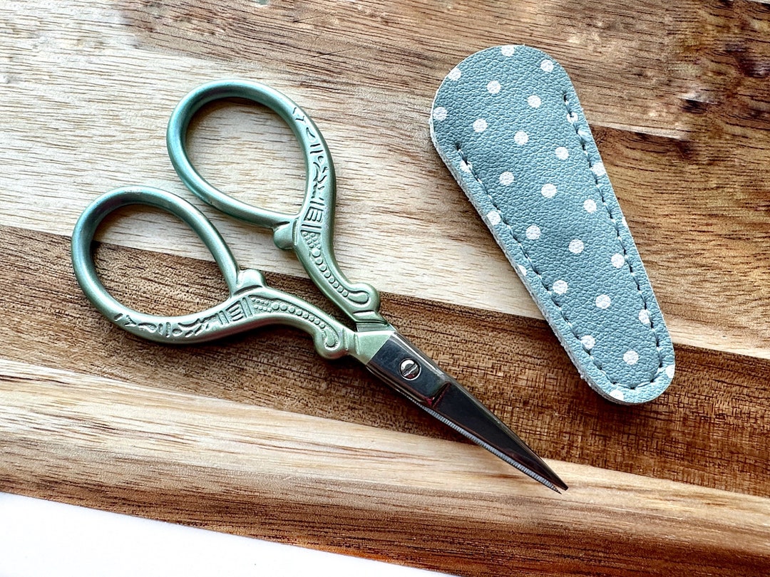 Polka Dot Scissors With Sleeve 3.5 Inch Stainless Steel Scissor Blue ...