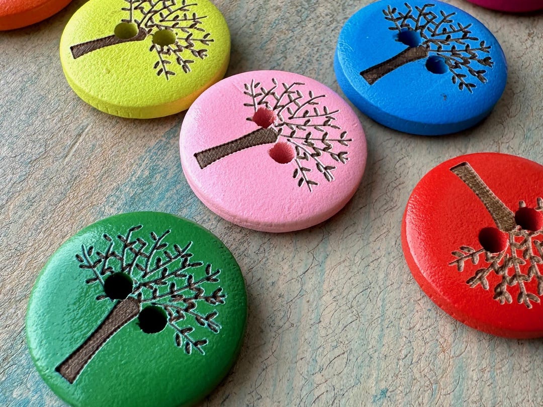 Rainbow Tree Wooden Buttons 20mm 2 Eye (6 Piece Set) - Etsy