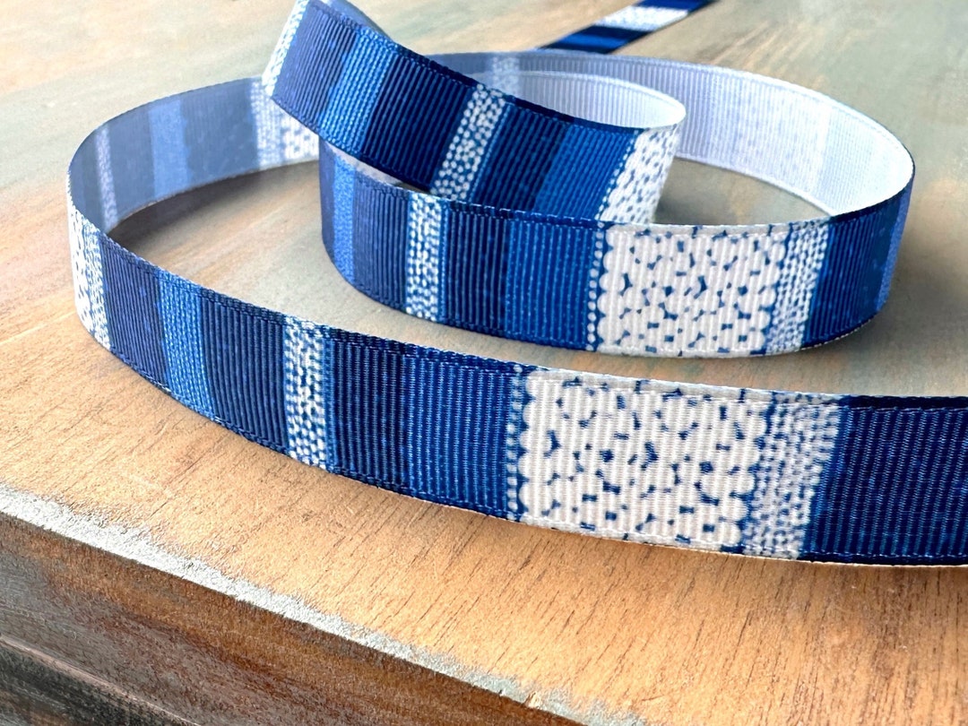 Bunch a Blue Grosgrain Ribbon 10mm 16mm 25mm 38mm Polka Dot Striped Hat ...