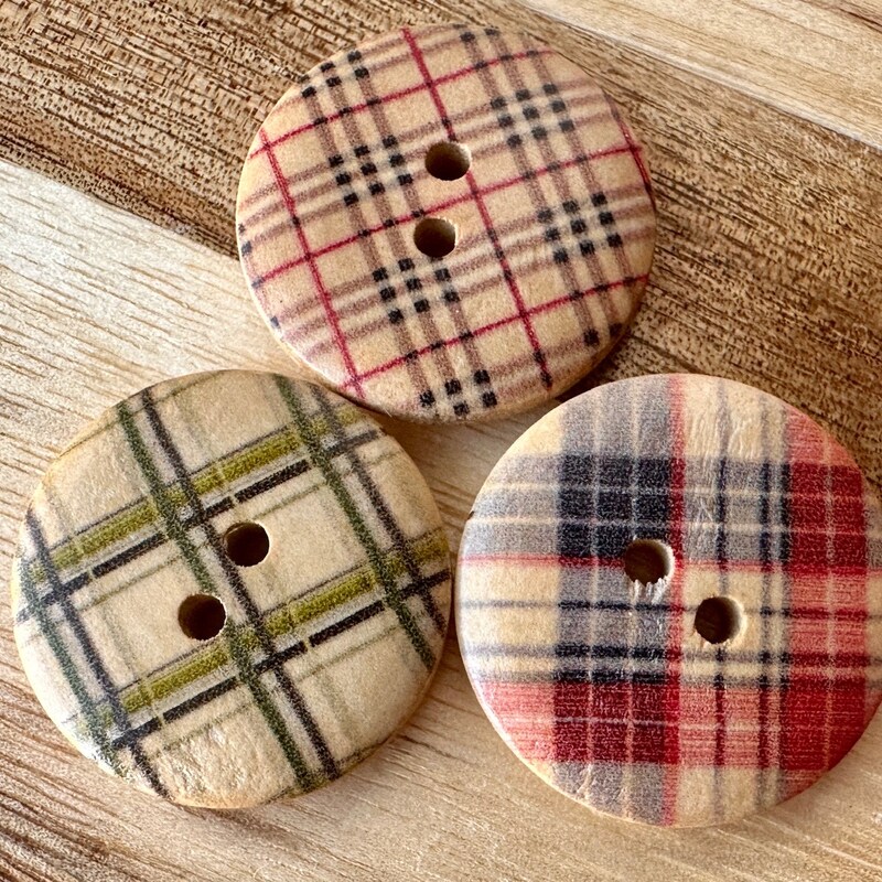 Plaid Buttons - Etsy