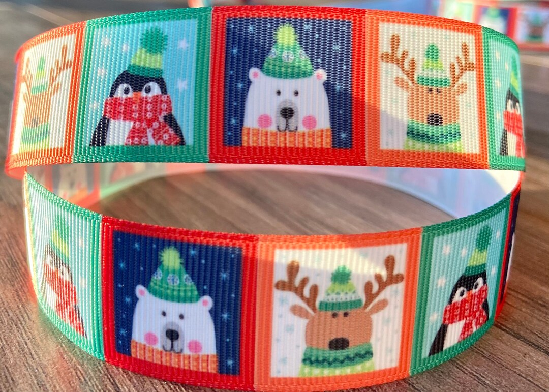 Xmas Time Grosgrain Ribbon 16mm 25mm Penguin Ribbon Moose - Etsy