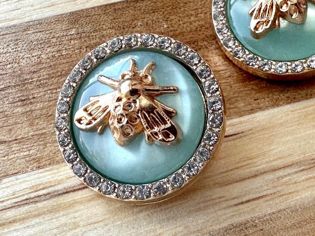 Bee Enamel Metal Shank Buttons 18mm Gold Bumblebee Tiffany Blue Evening ...