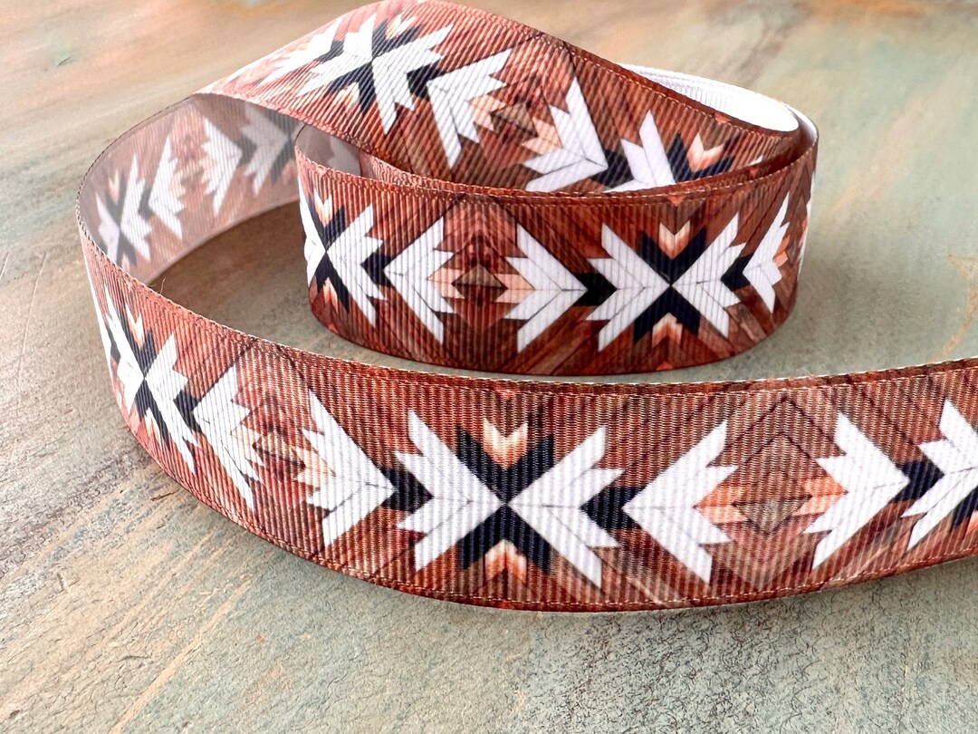 Tribal Journey Grosgrain Ribbon 10mm 16mm 25mm Brown Ribbon Wood Grain ...