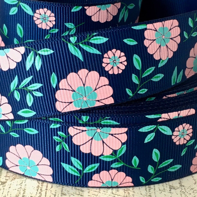 Pink and Navy Ribbon - Etsy