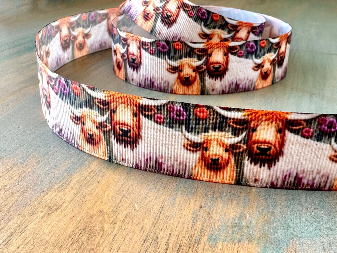 Highland Cow Grosgrain Ribbon 25mm Ribbon Nature Lover Trim Brown Craft ...