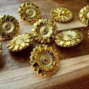 Gold Dahlia Shank Metal Buttons 2 or 6 Piece 17mm Metal Floral Buttons ...