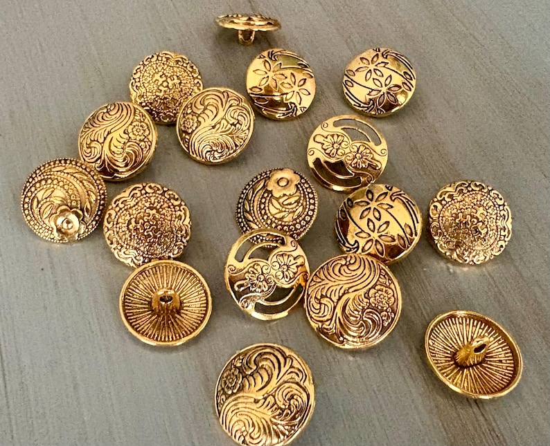 Aged Gold Metal Assorted Shank Buttons 17mm (2 or 6 Piece Set) - Etsy