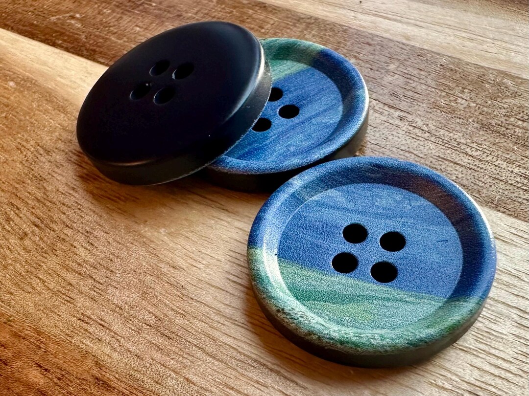 Blue Sky Green Grass Organic Polymer Buttons 18mm 25mm 4 Eye (6 Piece ...