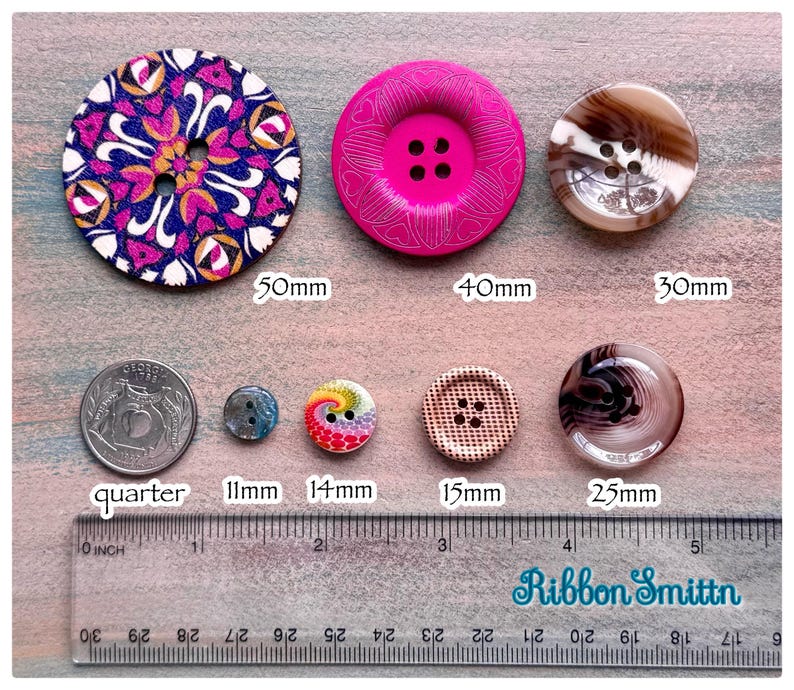 Floral Multicolor Opaque Resin Buttons 15mm 2 Eye Fastener (8 Piece Set ...