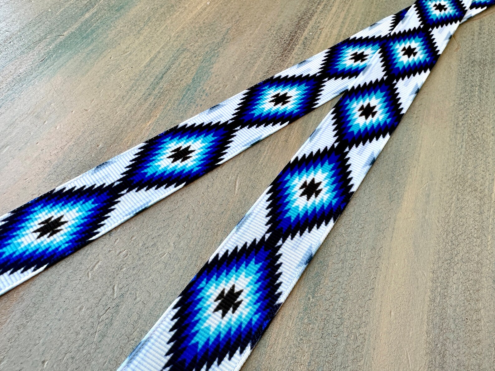 Aztec Blue Grosgrain Ribbon 22mm 38mm Blue Tribal Boho Southwest Design ...