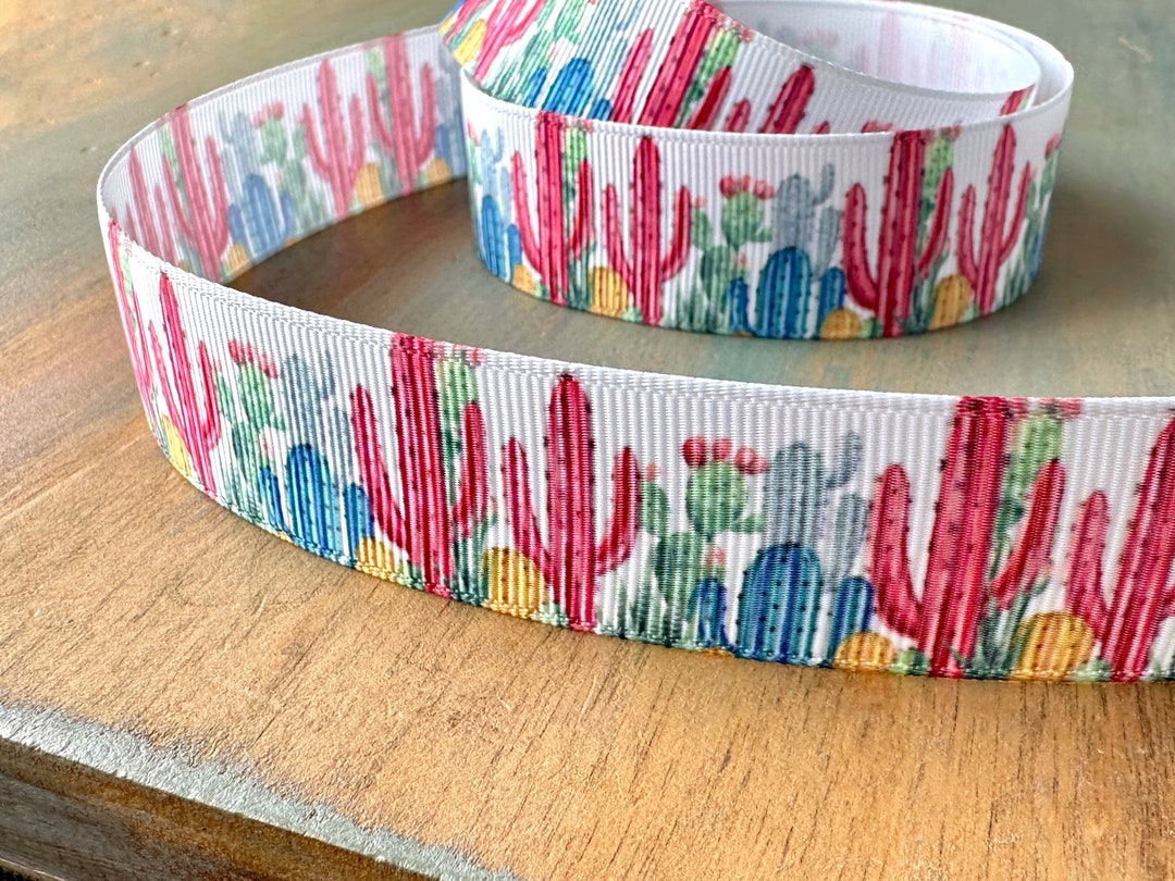 Cactus Grosgrain Ribbon 16mm White Saguaro Ribbon Desert Decor Ribbon ...