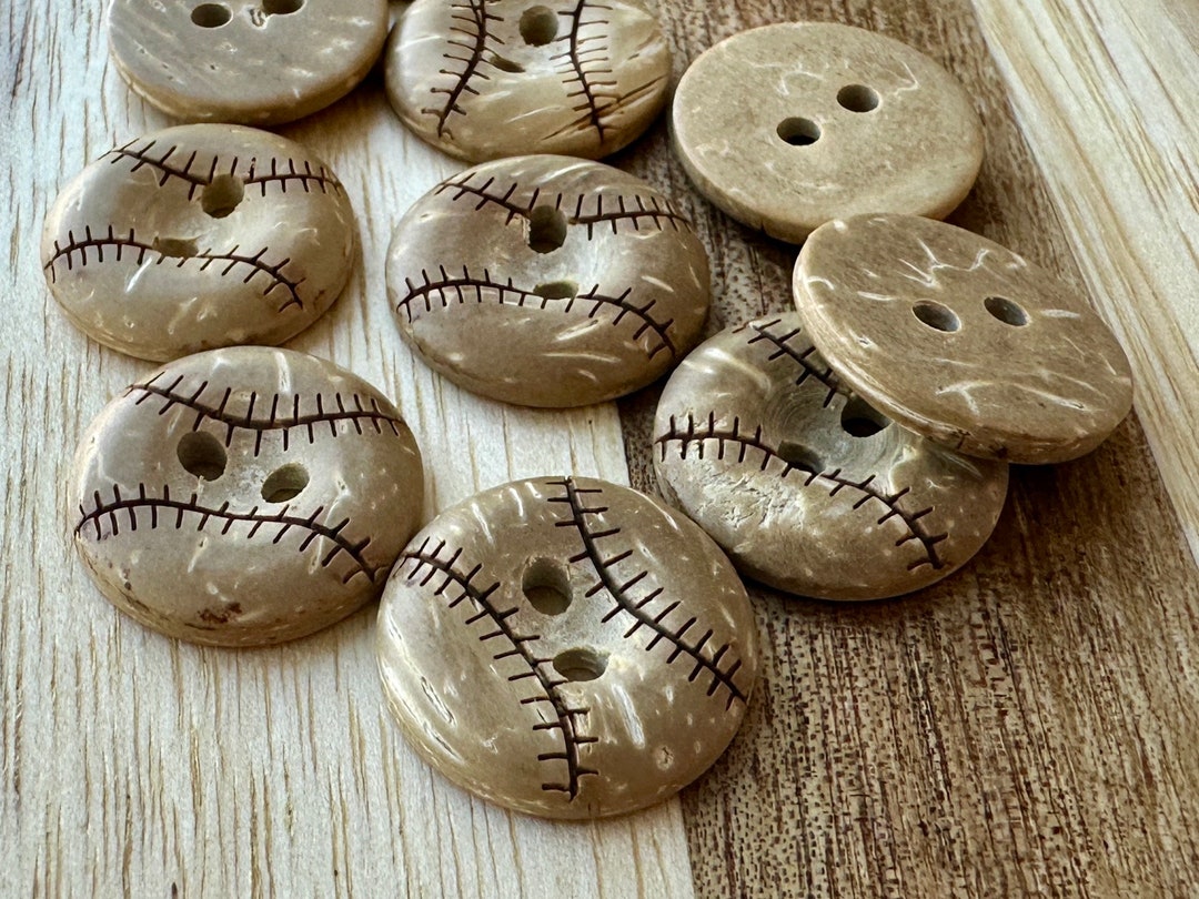 Baseball Coconut Buttons 15mm Sport Button Athletic Boy Brown Rustic 2 ...