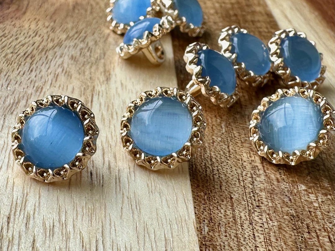 Bluest Sky Gem Gold Shank Button 11.5mm Cabochon Button Sapphire ...