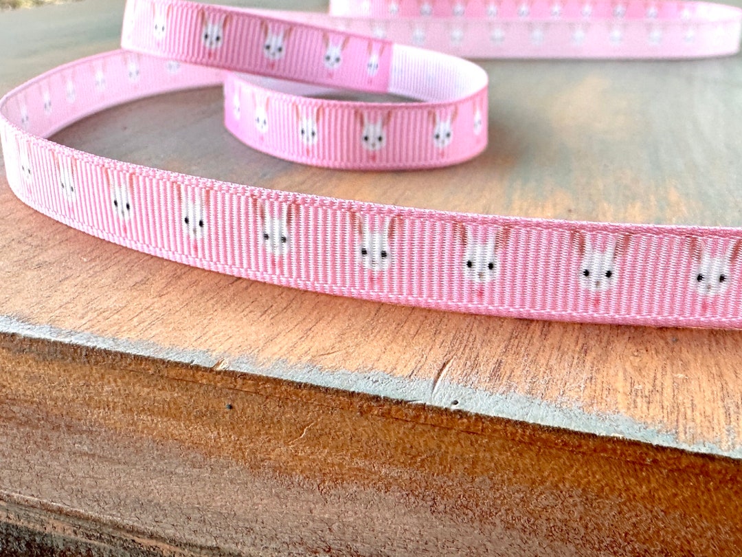 Bunnies on Pink Grosgrain Ribbon 10mm 16mm Easter Pink Ribbon Party ...
