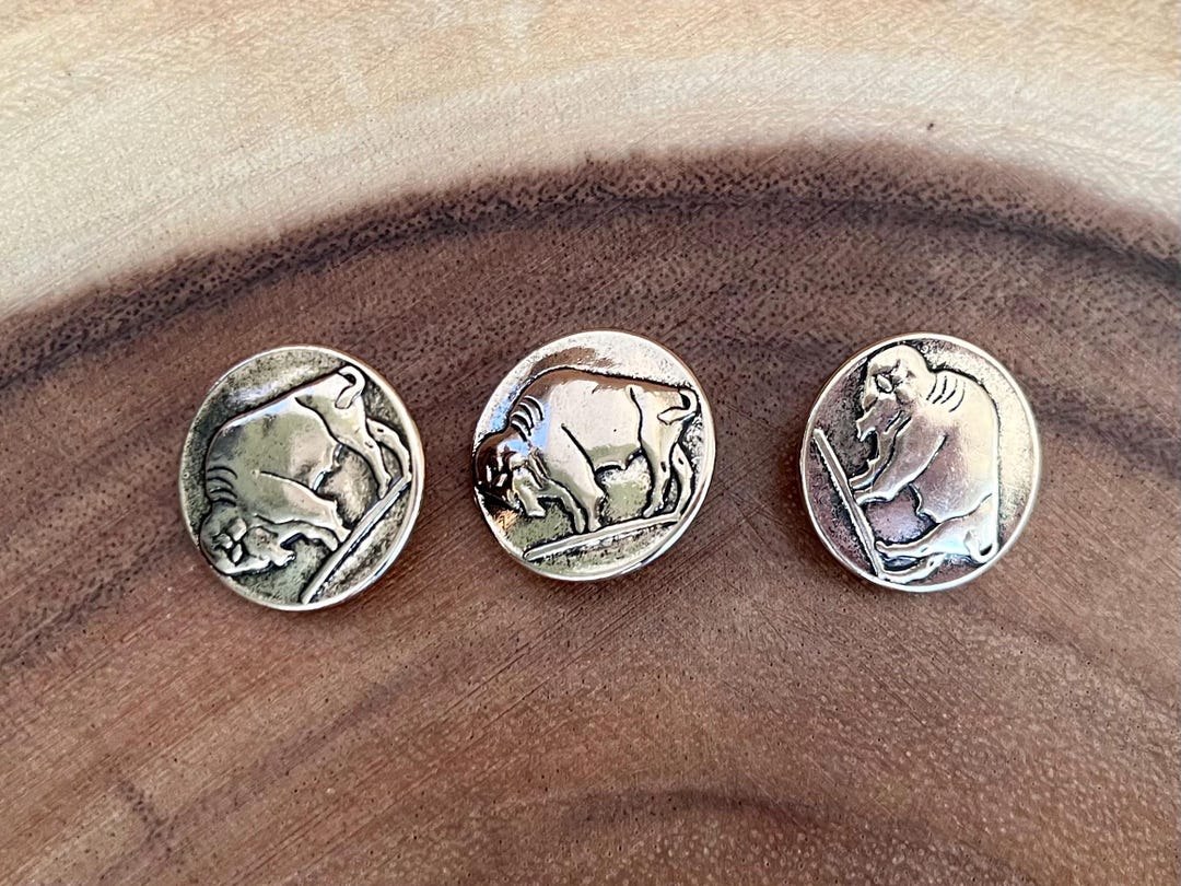 Buffalo Shank Buttons 21mm Metal Celestial Exotic Herd Button Fancy ...