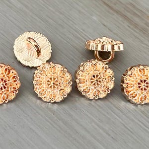 Golden Metallic Flower Shank Buttons 10mm Metal Golden Filigree ...