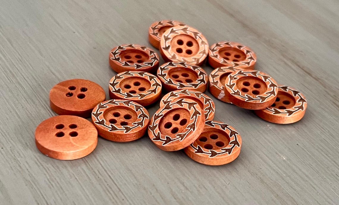 Arrows Maple Wood Brown Buttons 15mm Minimalist Wooden 4 Eye Fasteners ...