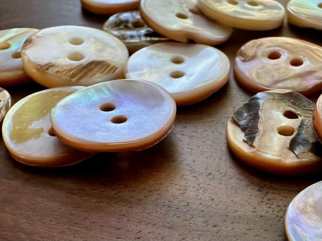 Seashell Light Pearl Buttons 15mm 18mm 2 Eye (6 Piece Set) - Etsy