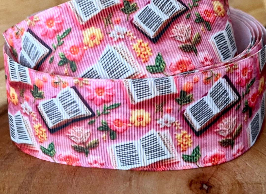 School Book Floral Grosgrain Ribbon 38mm - Etsy