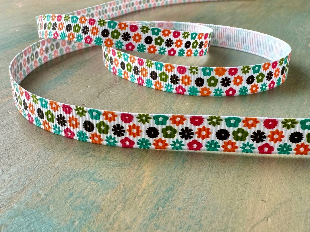 Petite Aster Flower Grosgrain Ribbon 10mm Groovy Ribbon Floral Design ...