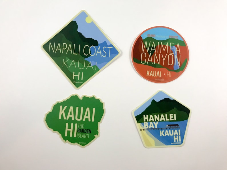Kauai Vinyl Sticker Set all 4 Napali Coast Waimea Canyon | Etsy