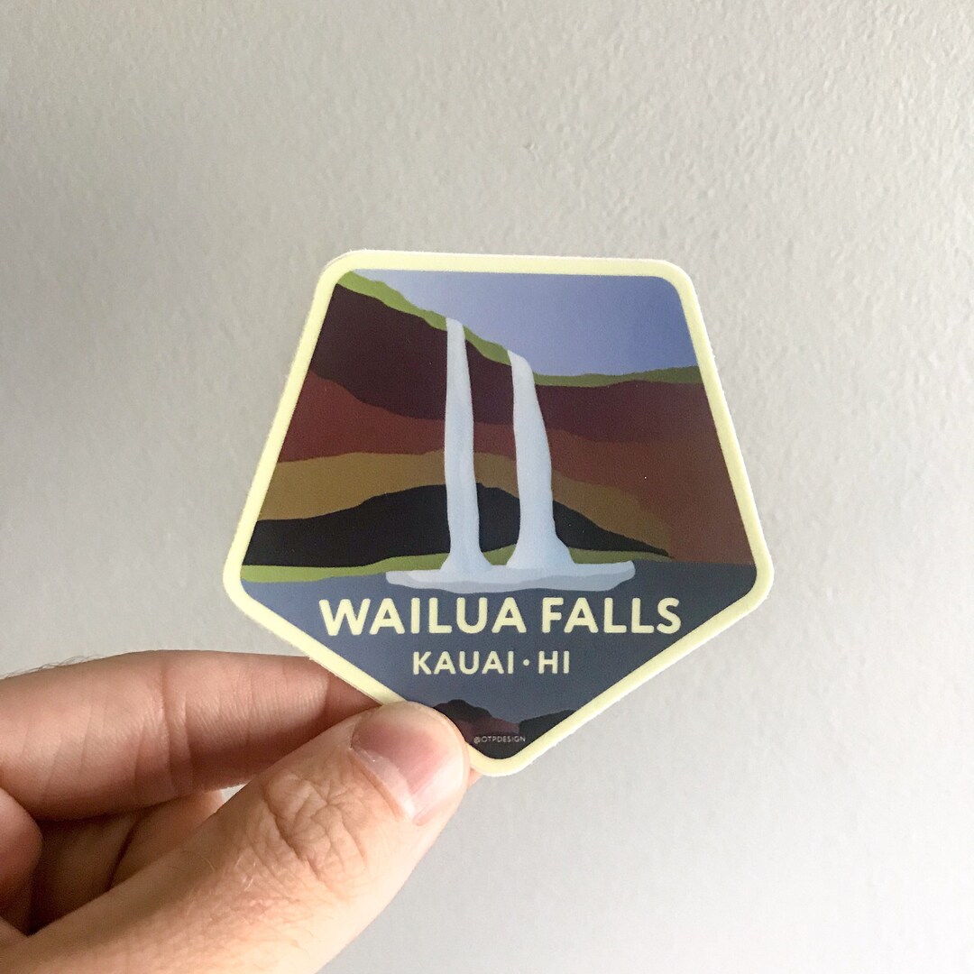 Wailua Falls Vinyl Sticker Kauai Hawaii Hi Water Bottle Laptop Car Die ...