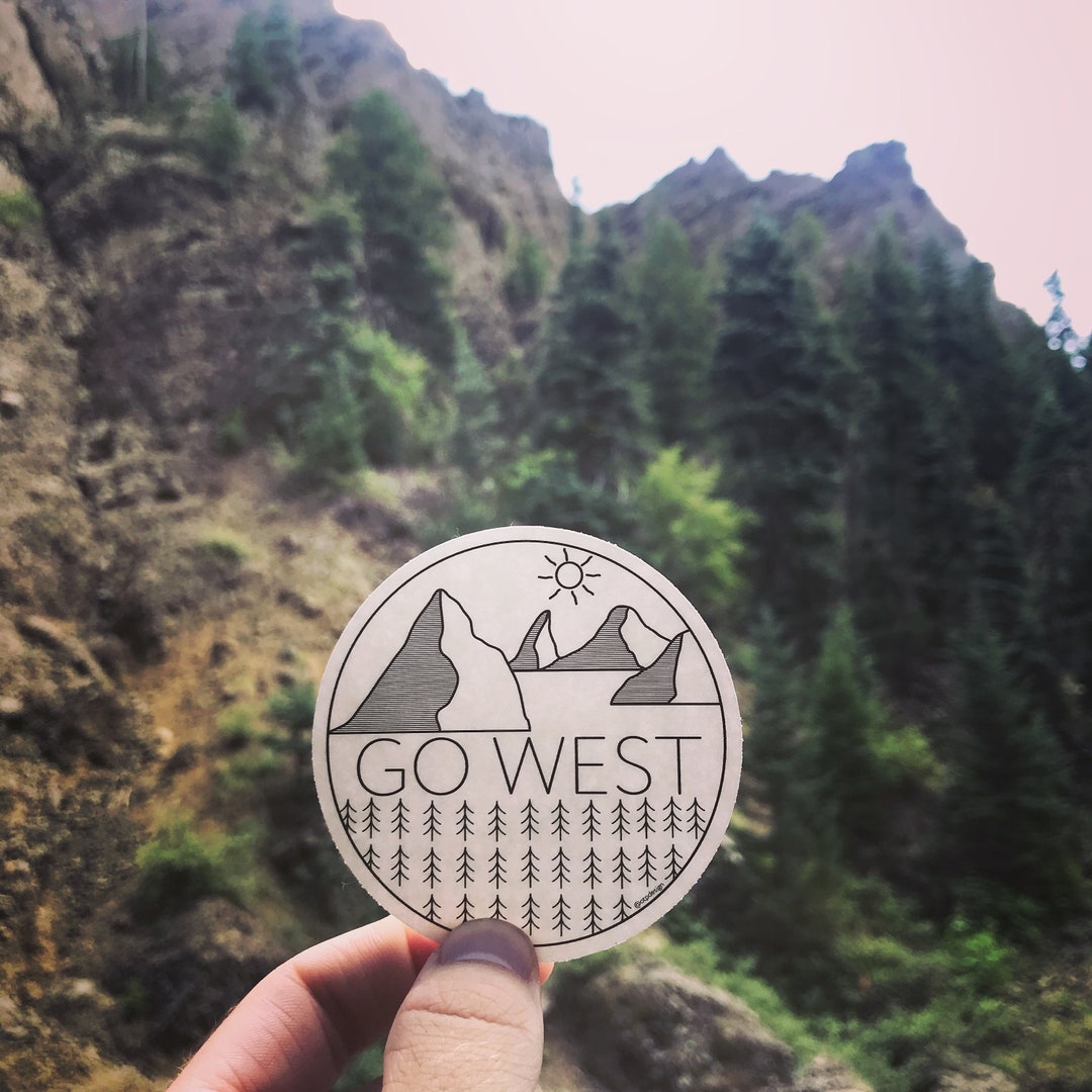 Go West Clear Vinyl Sticker Mountains Forest Hiking Outdoors - Etsy