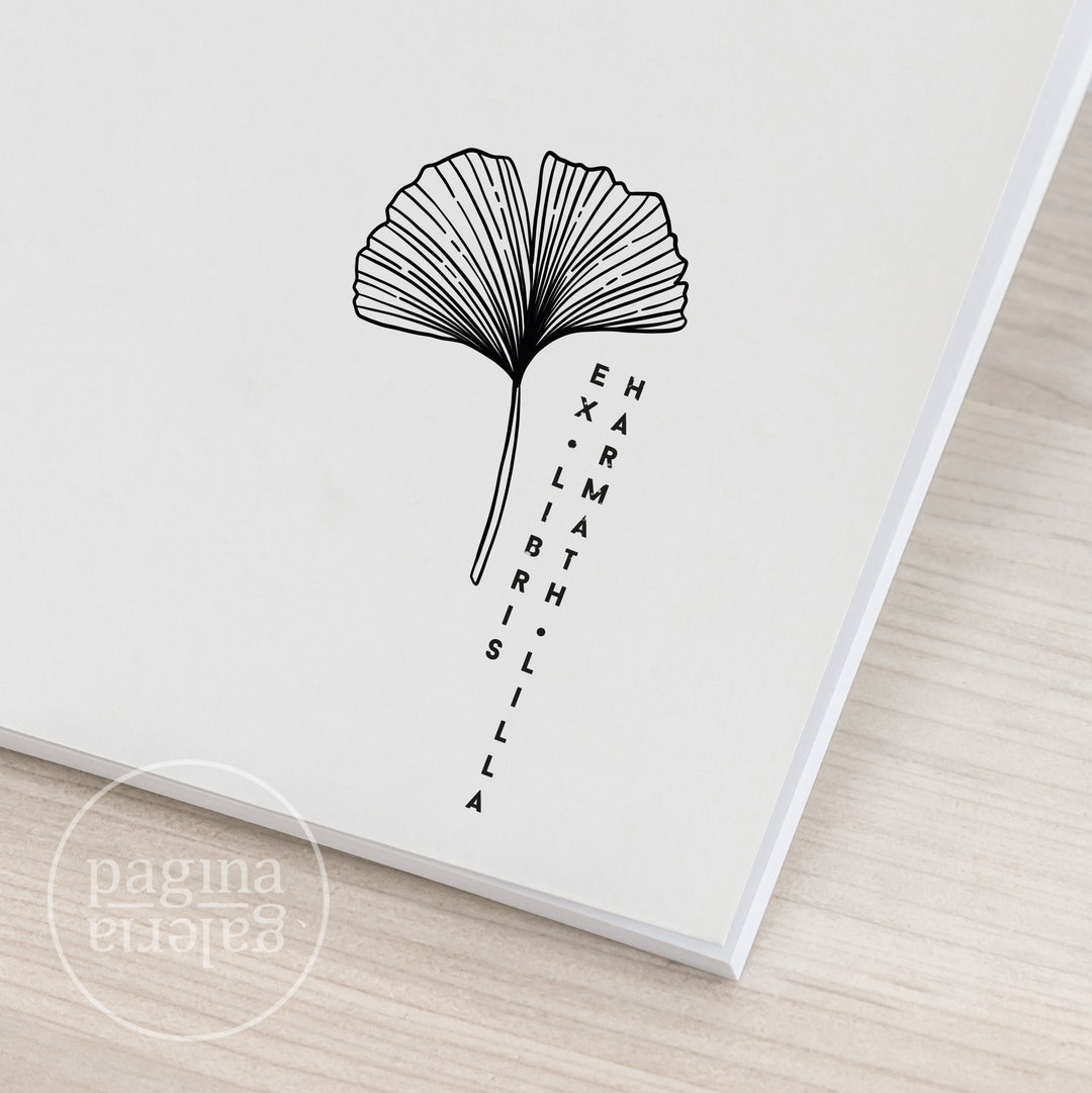 Ginkgo Print Book Stamp, Personalized Stamp,custom,unique Personal ...