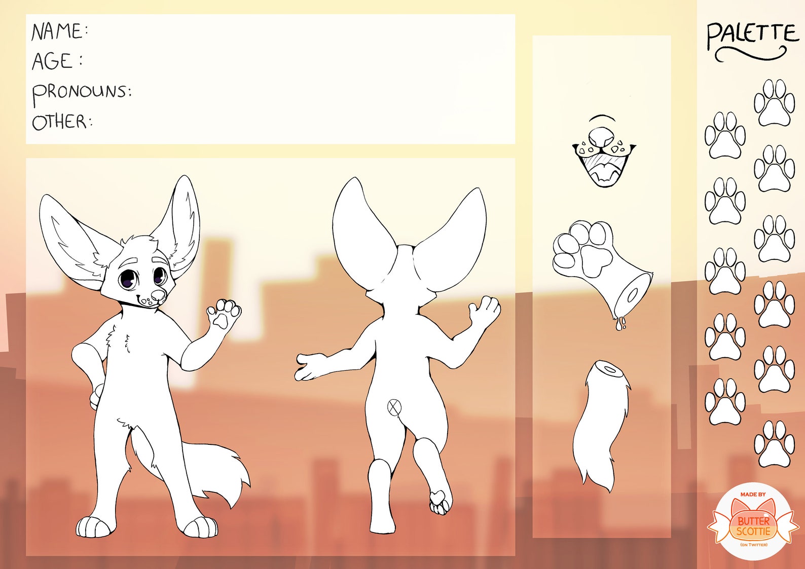Fennec Fox Anthro Ref Sheet Base - Etsy
