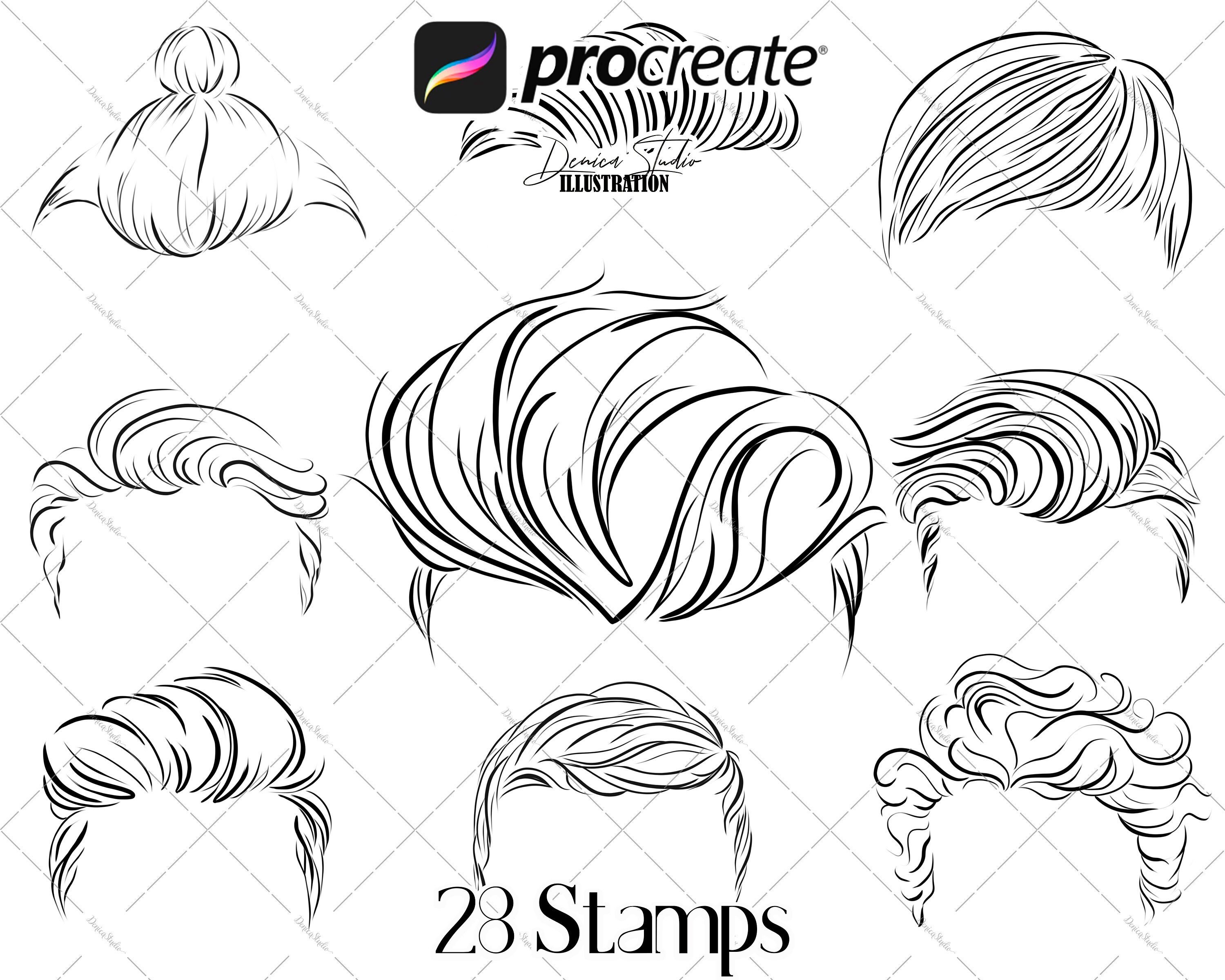 Procreate Brushes, Male Hair Style Brushes, Procreate Stamps, Barber ...