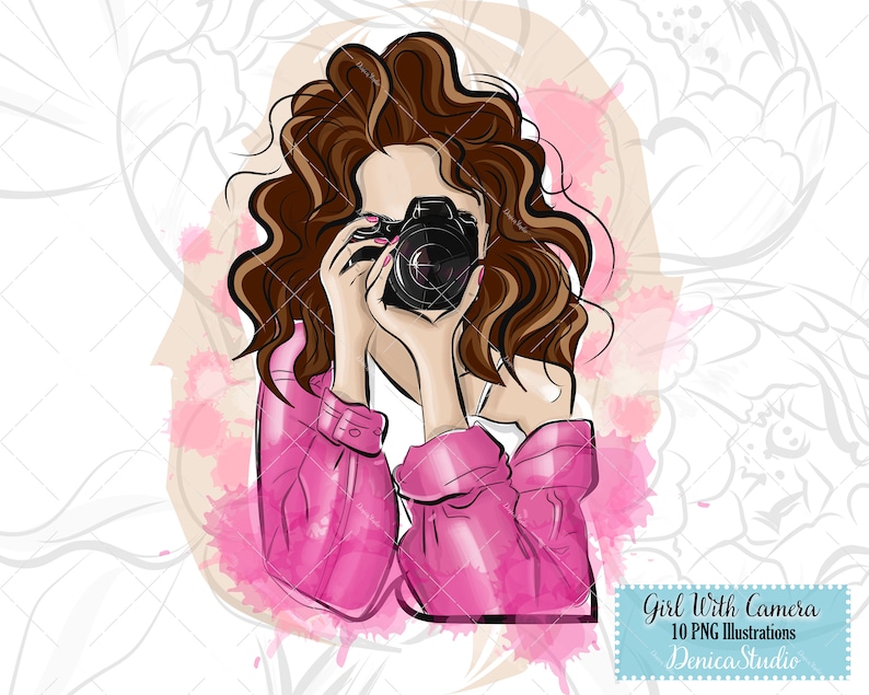 Girl With Camera Clipart Set Photographer Clipart Photography - Etsy