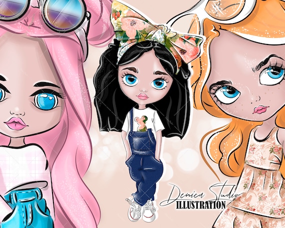Cute Dolls Clipart Set Blithe Dolls Clipart Girls Clipart | Etsy New ...