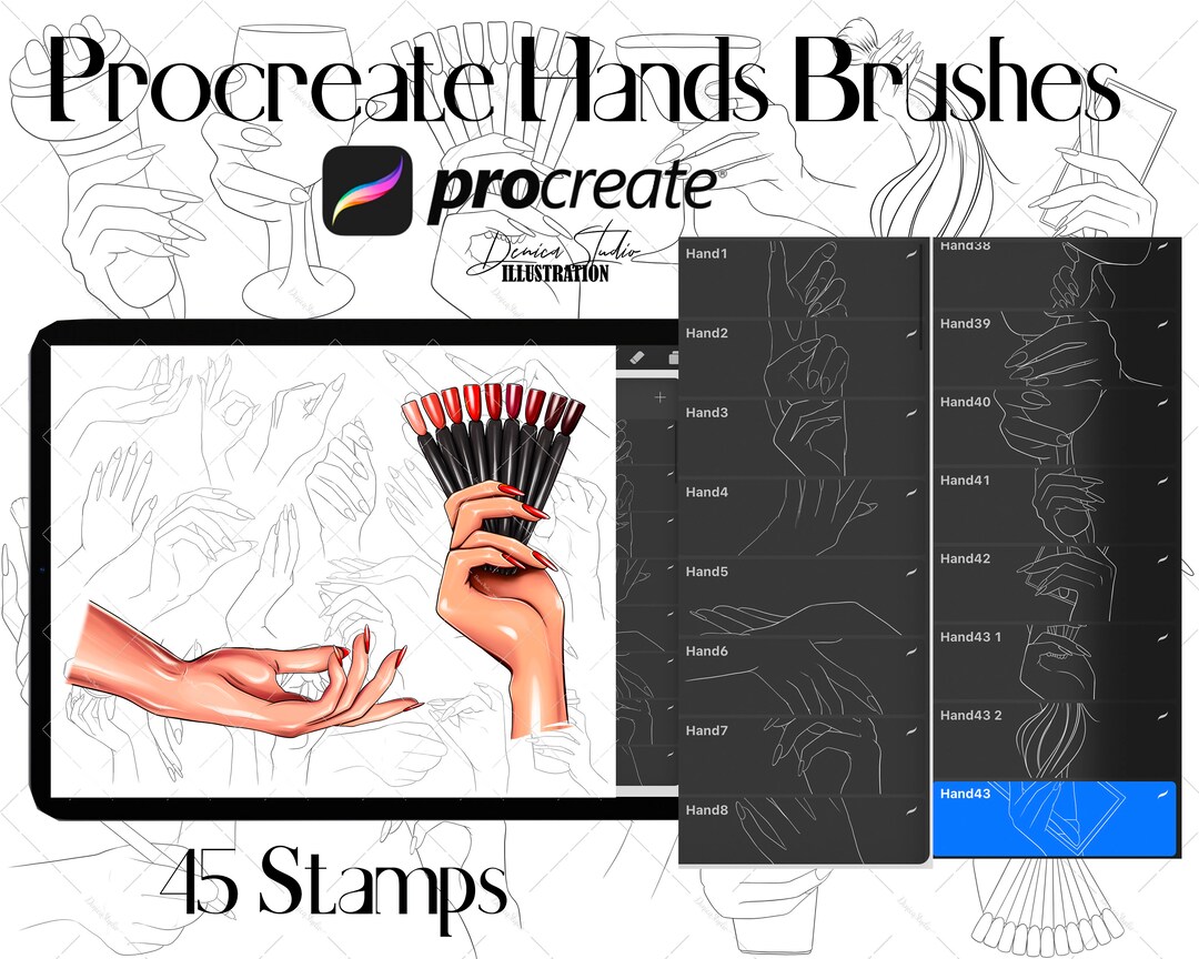 Procreate Brushes, Female Hand Brushes, Procreate Stamps, Body Poses, Body Stamps, Procreate ...