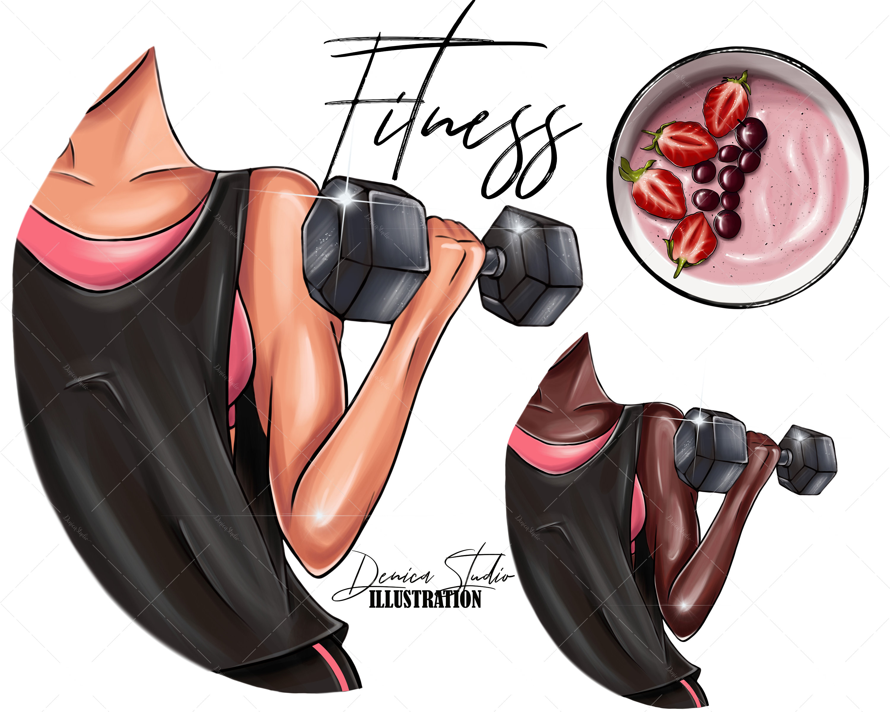 Fitness Girl Clipart Set Sport Girl Clipart Yoga Girl Clipart - Etsy