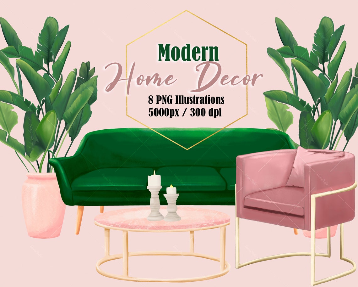 Modern Home Decor Clipart Set Home Decor Clipart Decoration - Etsy