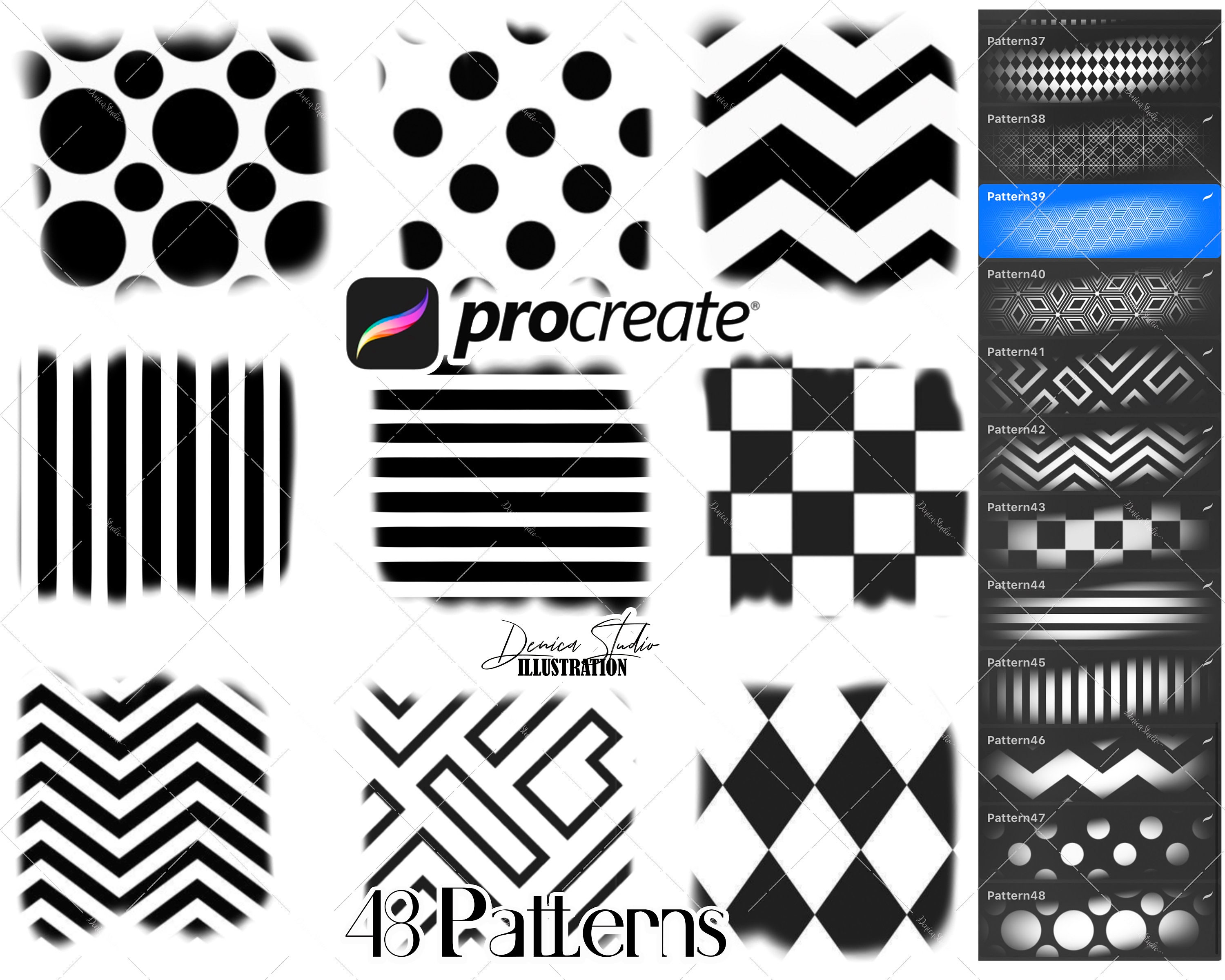 Procreate Brushes, Geometric Pattern Brushes, Procreate Stamps ...