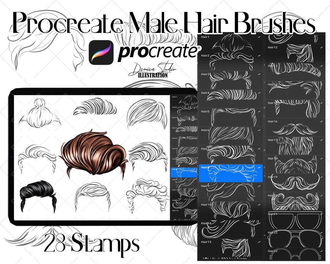 Procreate Brushes, Male Hair Style Brushes, Procreate Stamps, Barber ...