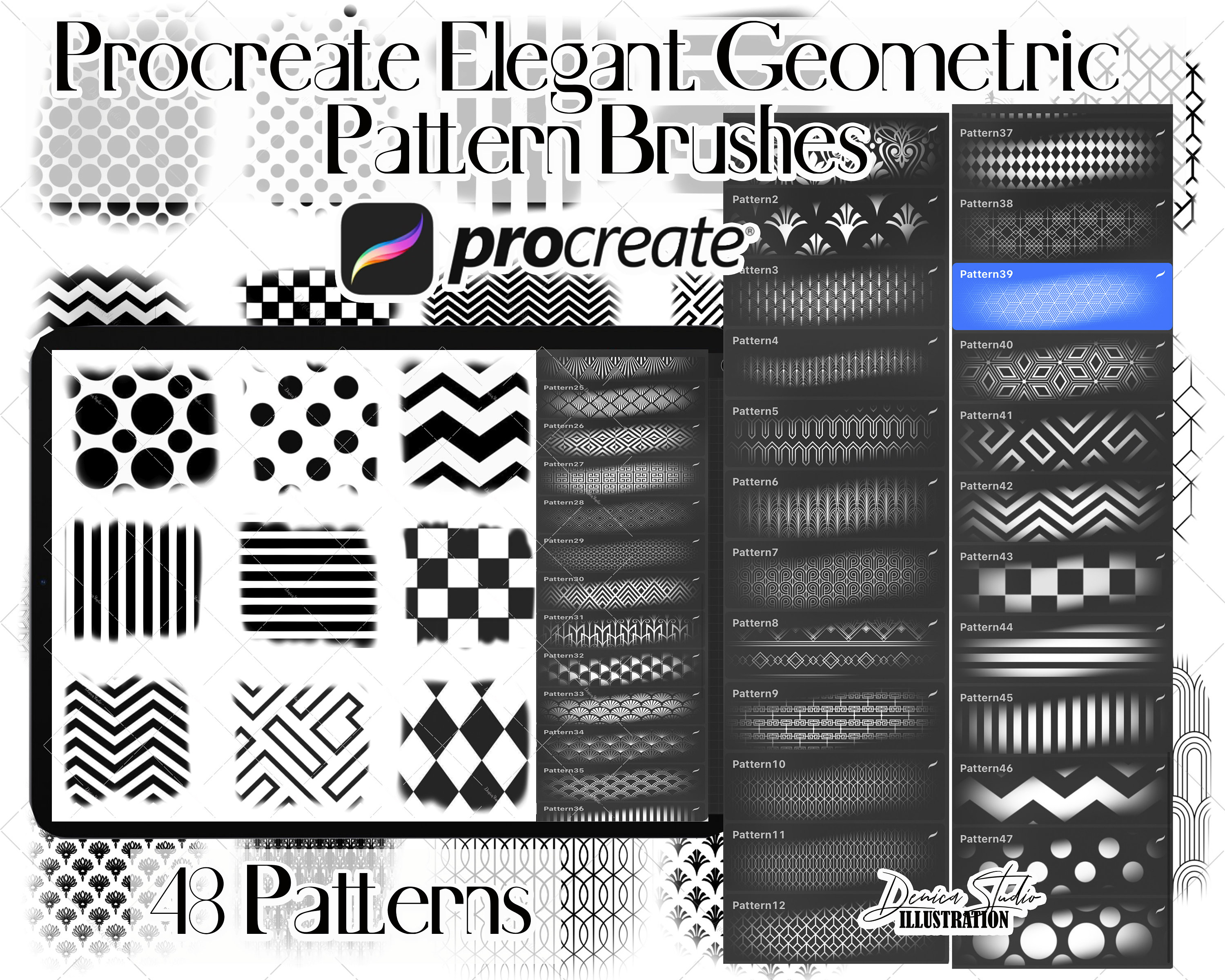 Procreate Brushes Geometric Pattern Brushes Procreate - Etsy