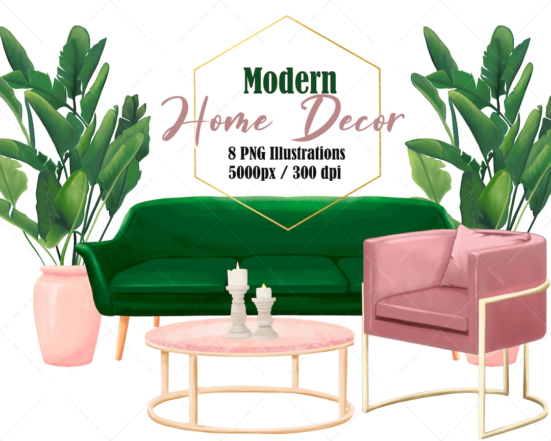 Modern Home Decor Clipart Set Home Decor Clipart Decoration Clipart ...