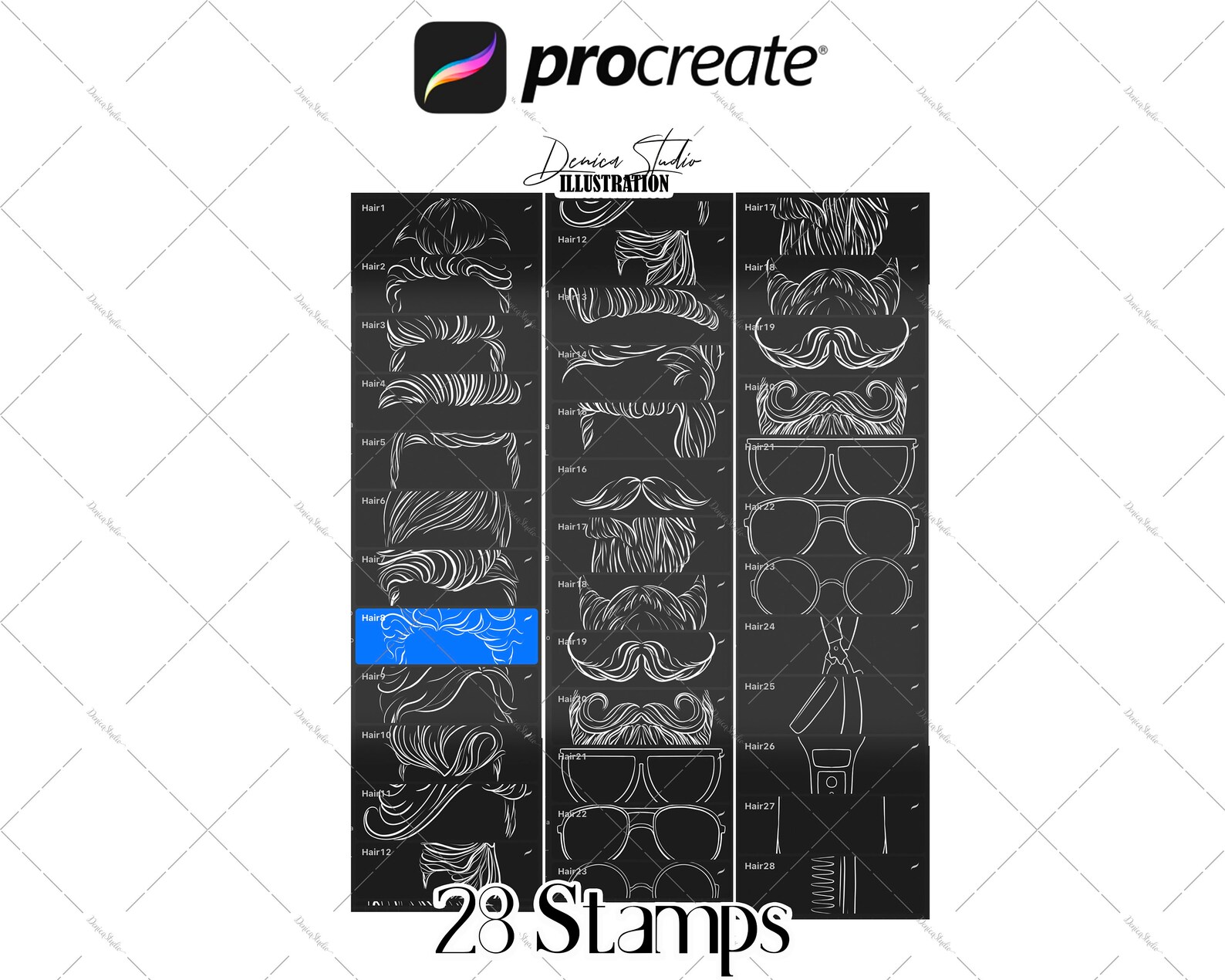 Procreate Brushes, Male Hair Style Brushes, Procreate Stamps, Barber ...