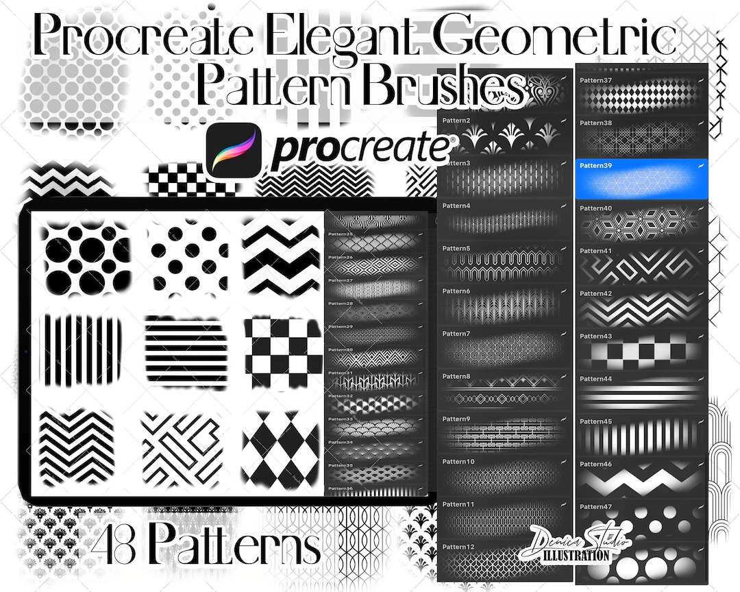Procreate Brushes, Geometric Pattern Brushes, Procreate Stamps ...
