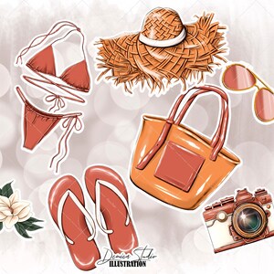 Summer Girl Clipart Set: Beach Vacation Theme (PNG Digital Download) - Etsy