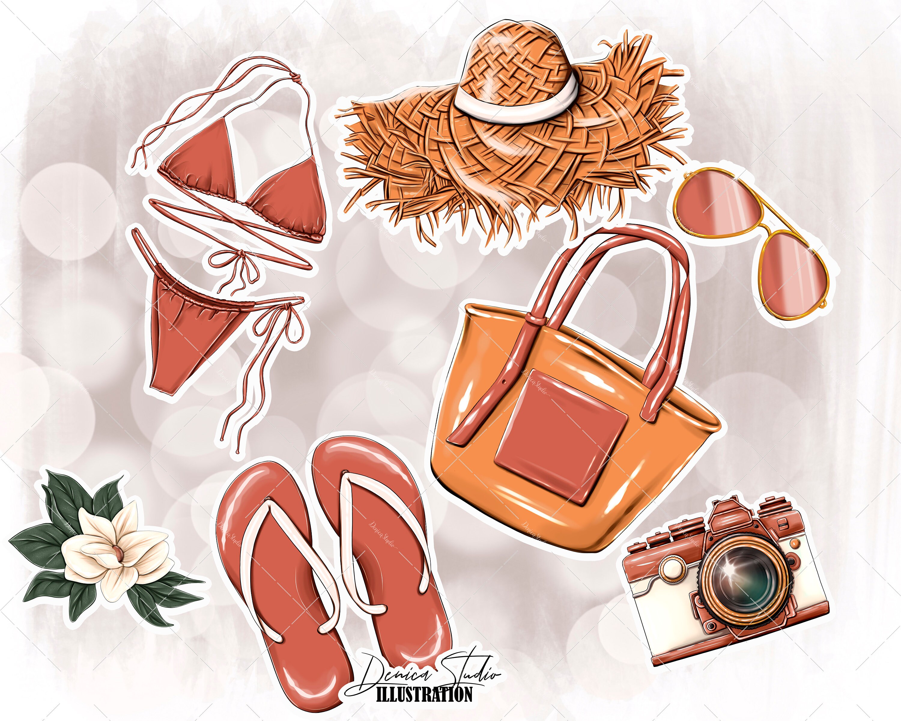 Summer Girl Clipart Set: Beach Vacation Theme (PNG Digital Download) - Etsy