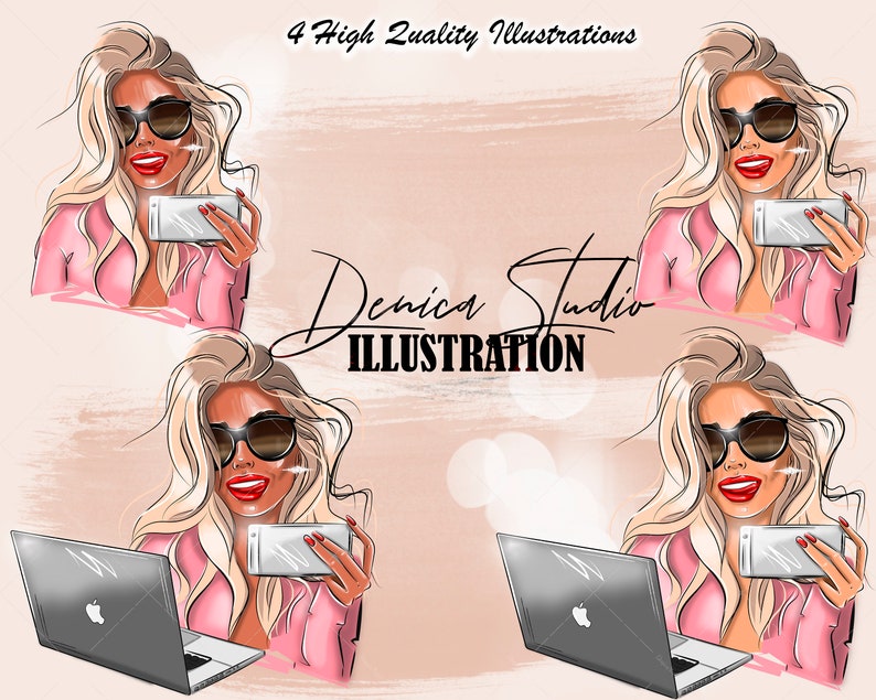 Social Media Girl Clipart Set Influencer Clipart Fashion Girl | Etsy